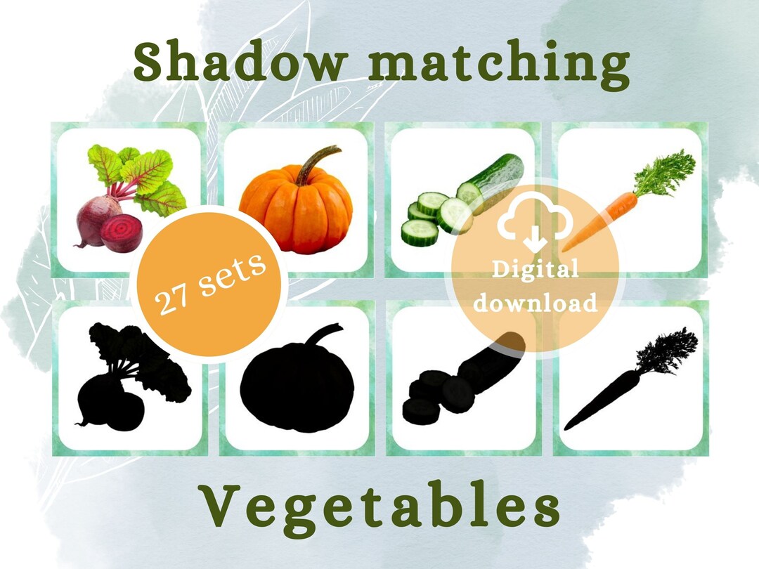 Vegetables Shadow Matching Game REAL PICTURES | Silhouette Matching ...