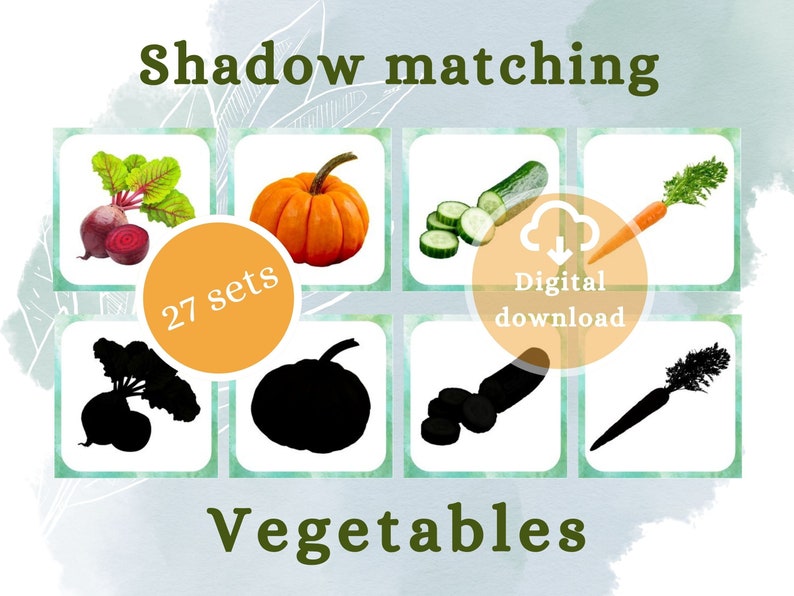 Vegetables Shadow Matching Game REAL PICTURES | Silhouette Matching ...