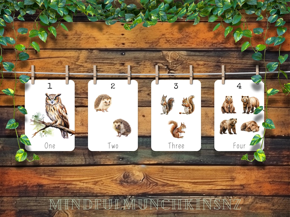 Woodland Number Flashcards 1-10 | Toddler Counting Cards | Preschool ...