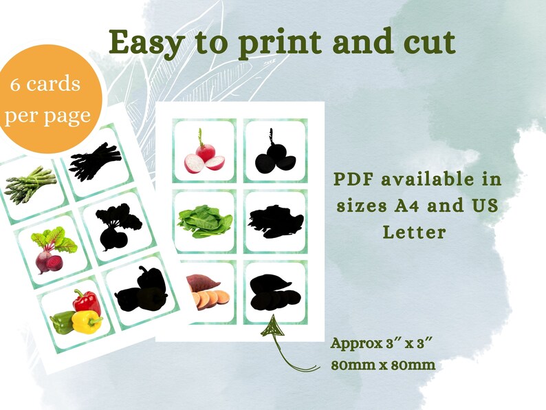 Vegetables Shadow Matching Game REAL PICTURES | Silhouette Matching ...