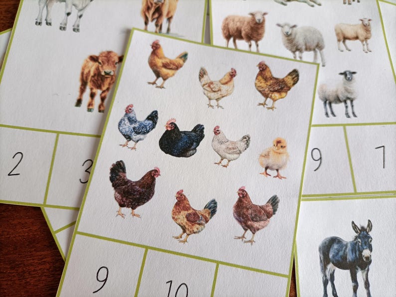 Farm Animals Count and Clip Cards for Toddlers and Preschoolers ...