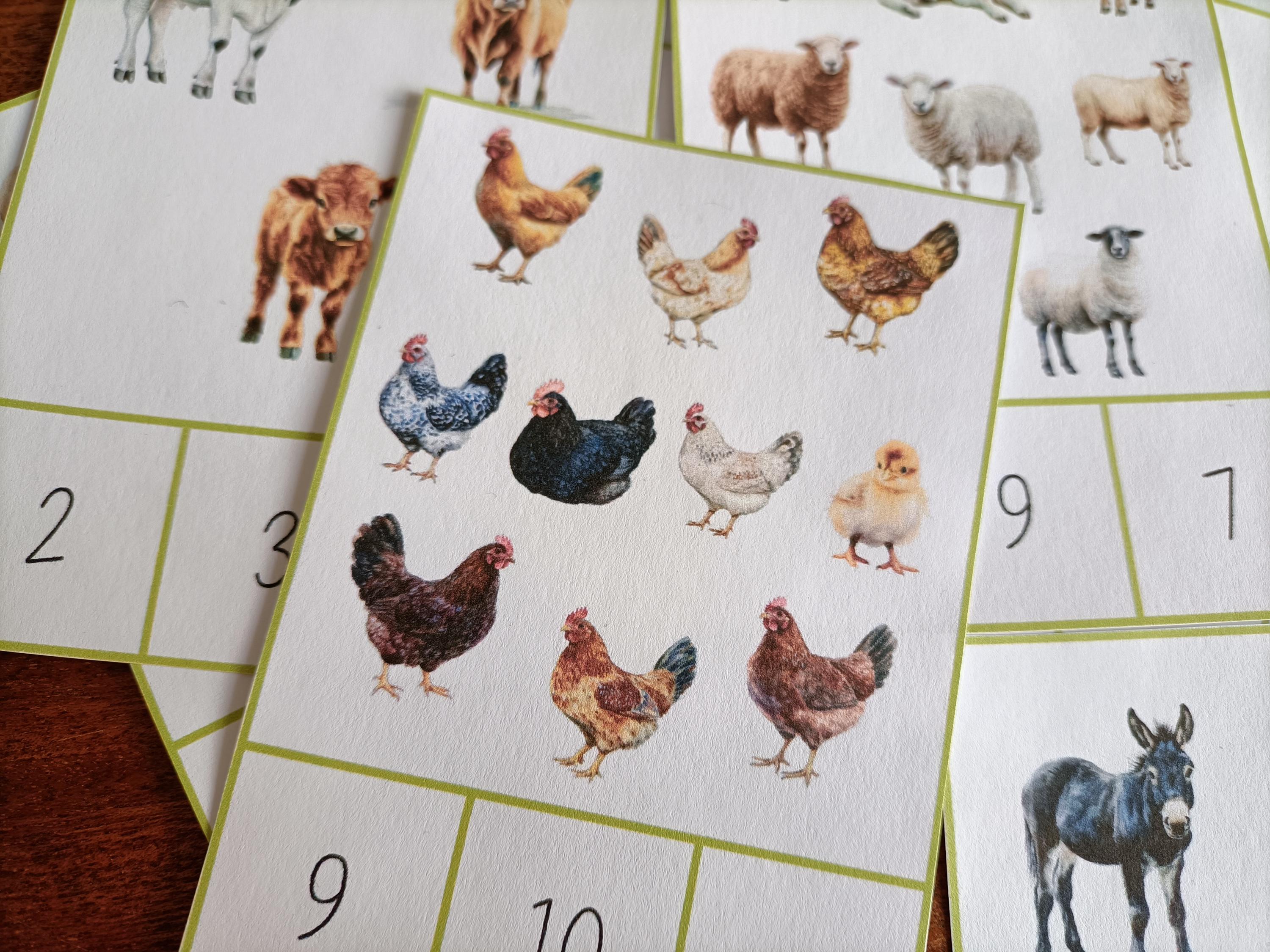 Farm Animals Count and Clip Cards for Toddlers and Preschoolers ...