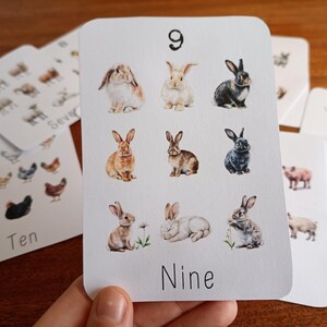 FARM Animals Number Flashcards 1-10 | Toddler Counting Cards ...