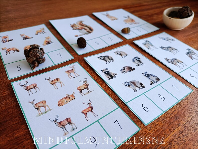 Woodland Count and Clip Cards for Toddlers and Preschoolers | Numbers 1 ...