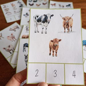Farm Animals Count and Clip Cards for Toddlers and Preschoolers ...