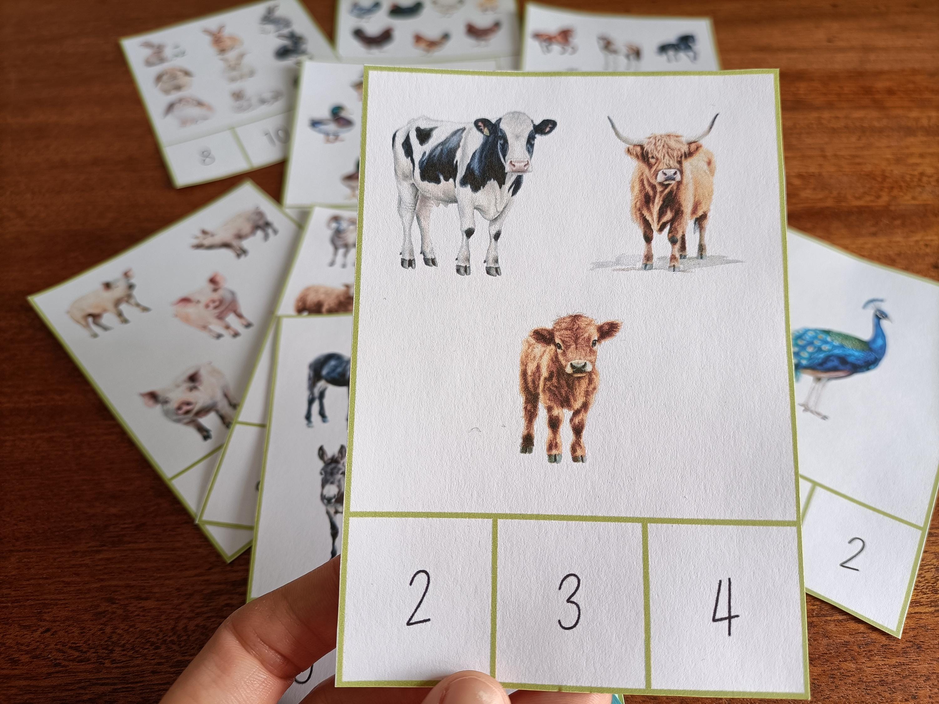 Farm Animals Count and Clip Cards for Toddlers and Preschoolers ...