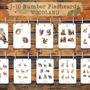 Woodland Number Flashcards 1-10 | Toddler Counting Cards | Preschool ...