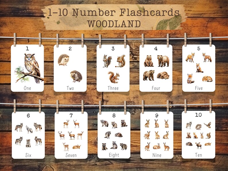 Woodland Number Flashcards 1-10 | Toddler Counting Cards | Preschool ...