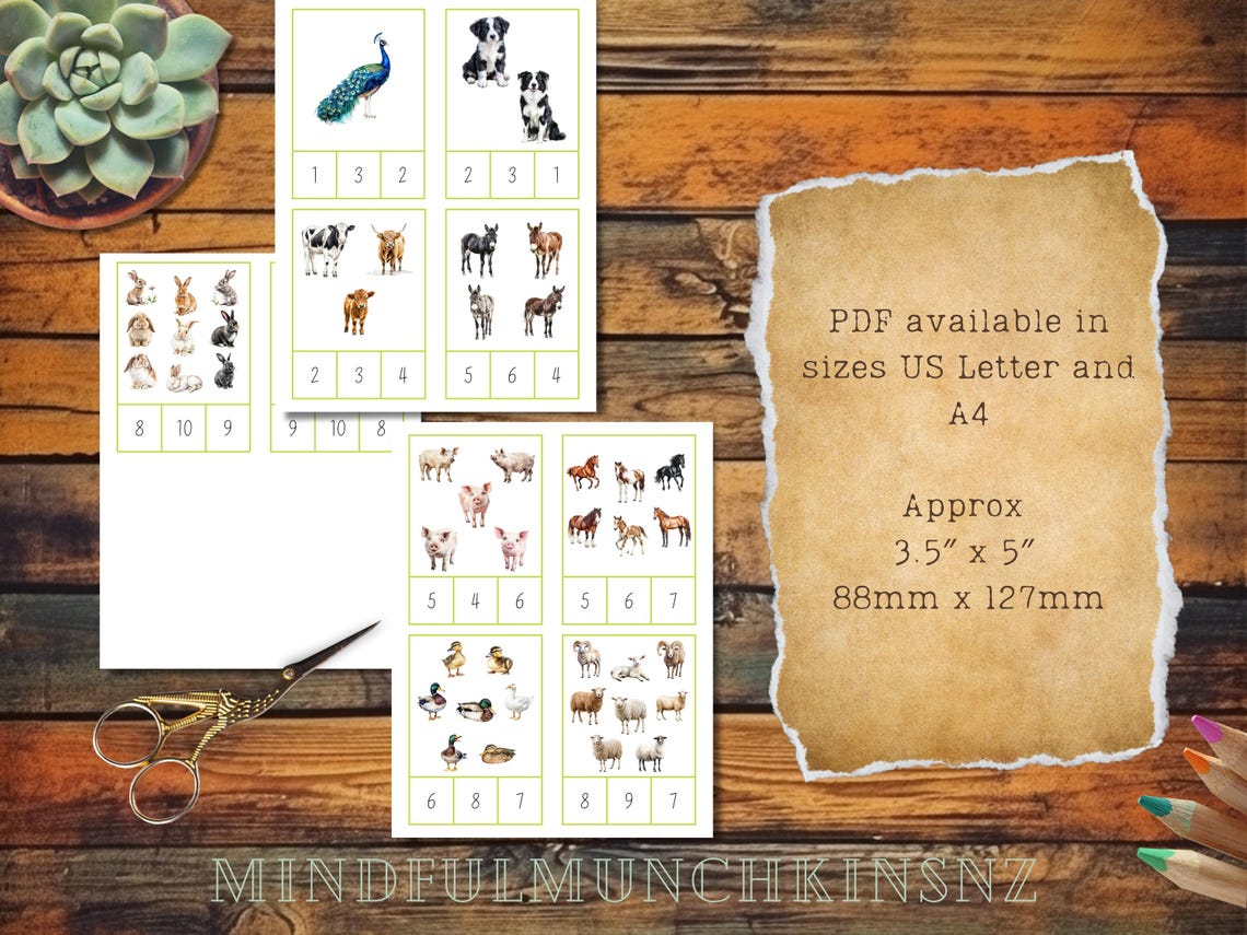 Farm Animals Count and Clip Cards for Toddlers and Preschoolers ...