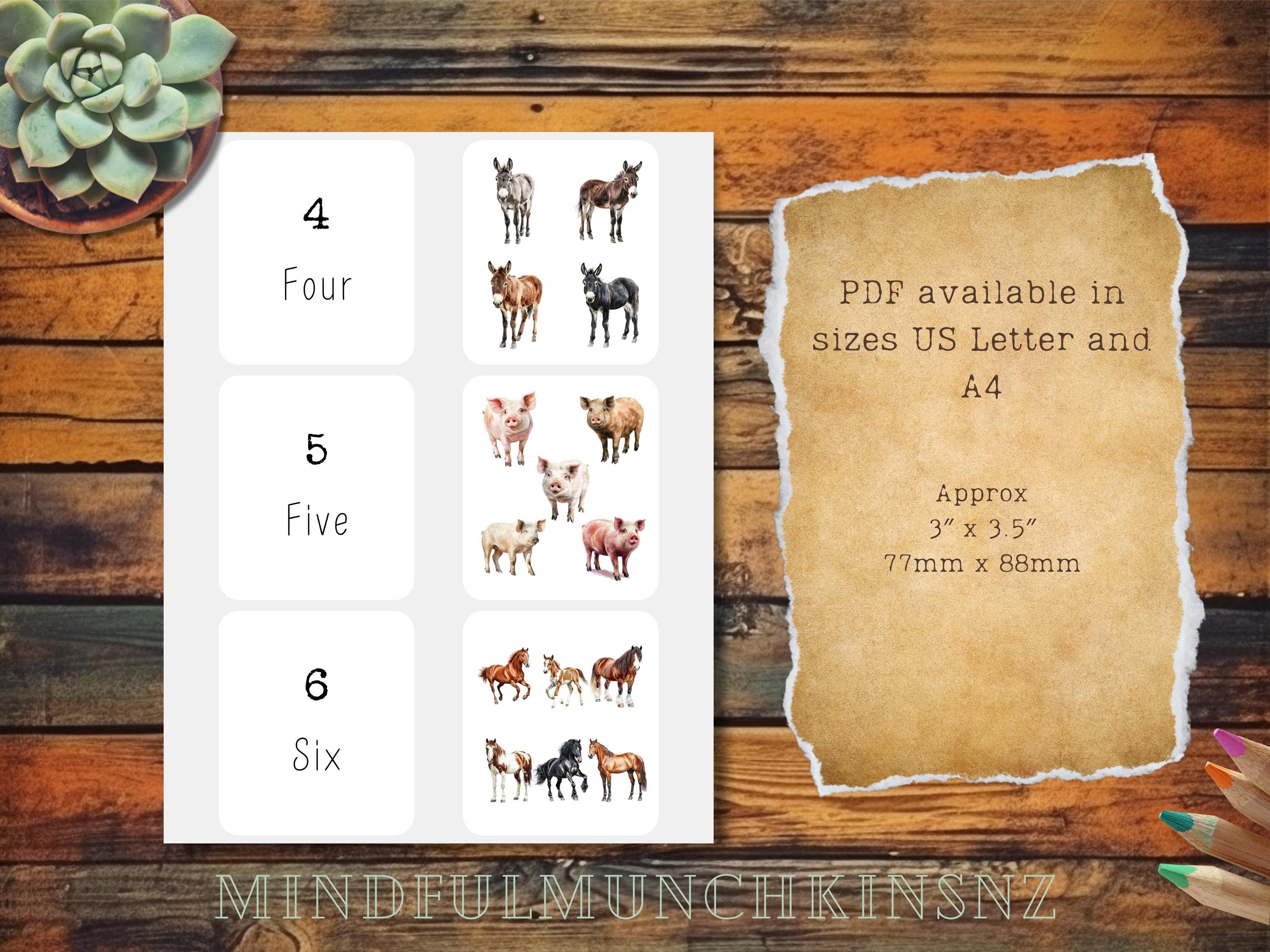 Farm Animals Numbers and Quantity Matching Cards (1-10) | Educational ...