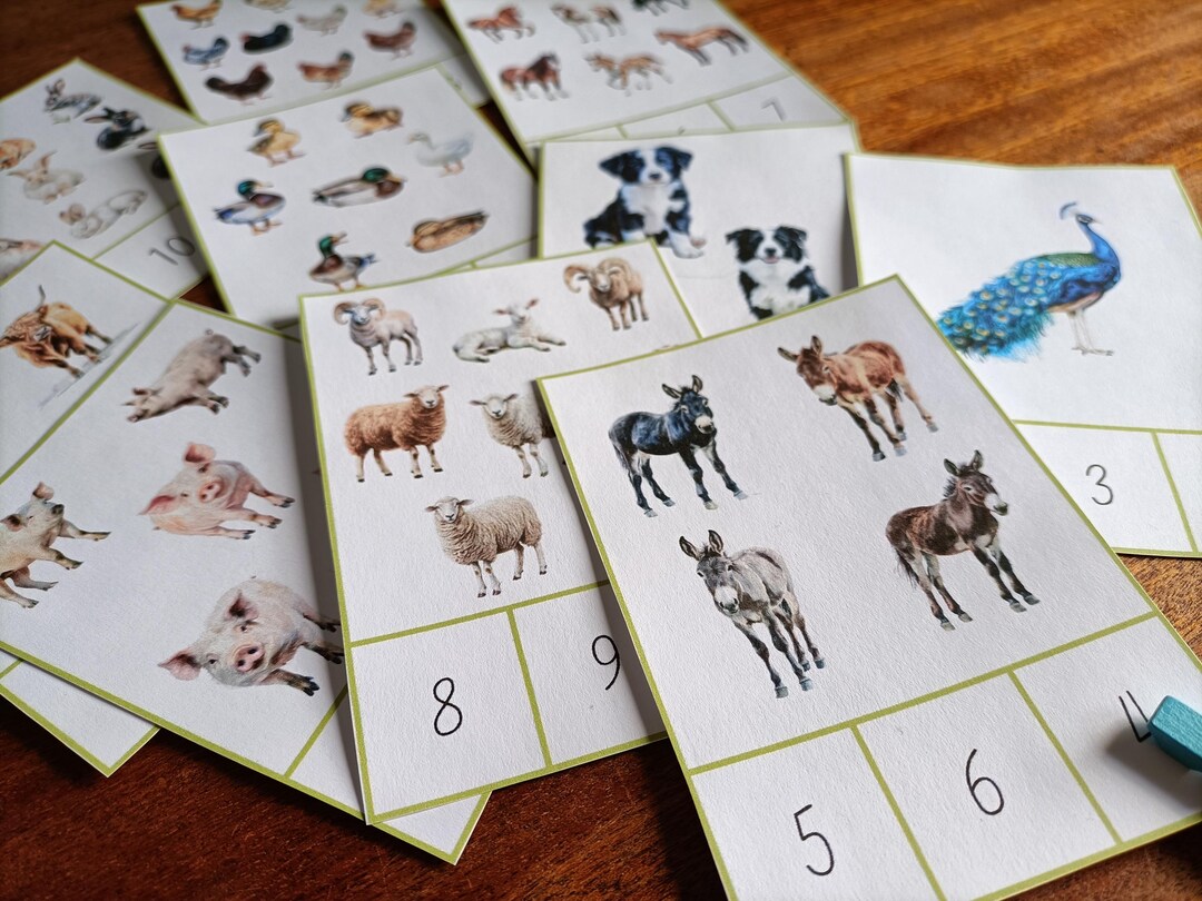 Farm Animals Count and Clip Cards for Toddlers and Preschoolers ...