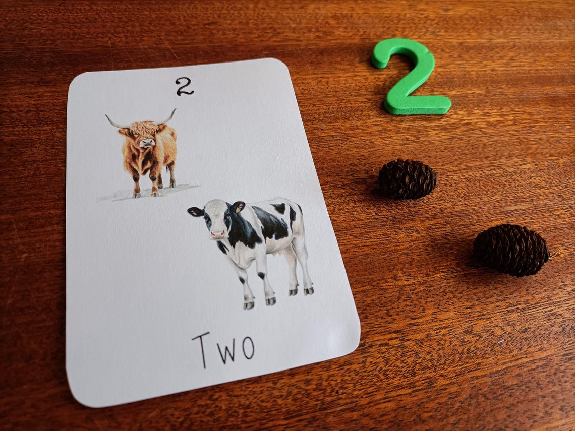 FARM Animals Number Flashcards 1-10 | Toddler Counting Cards ...
