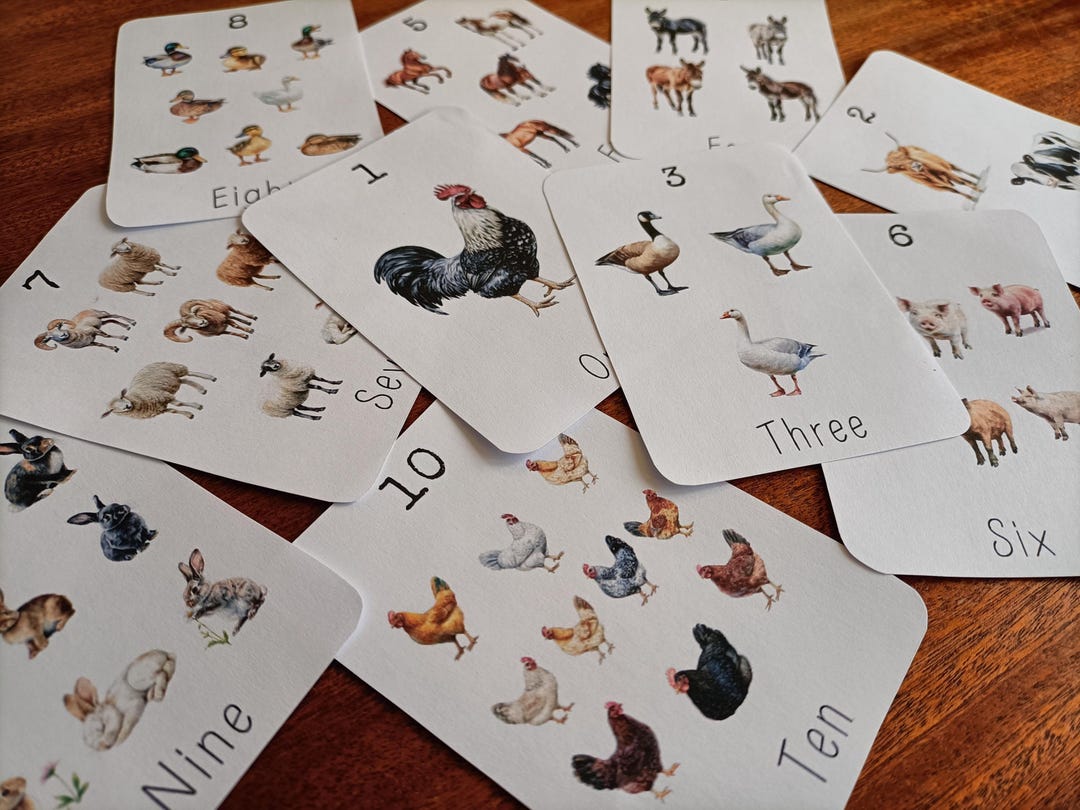 FARM Animals Number Flashcards 1-10 | Toddler Counting Cards ...