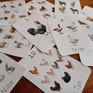 FARM Animals Number Flashcards 1-10 | Toddler Counting Cards ...