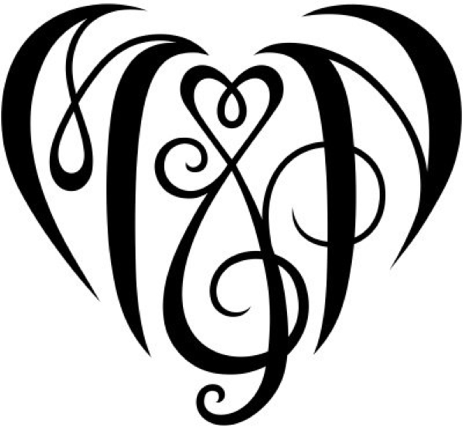 Custom Heart Design for Initials or 1 Name - Etsy Canada