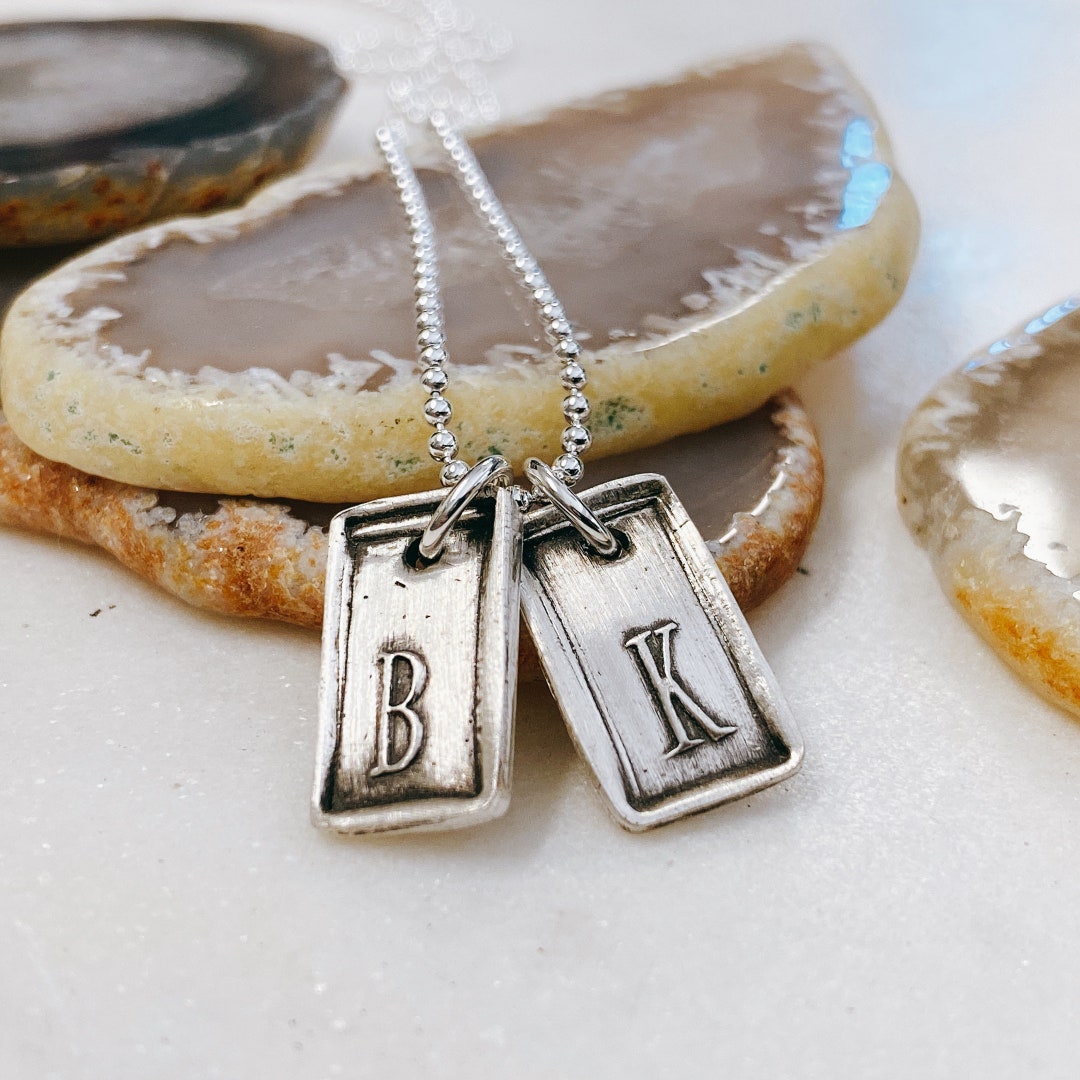 Initial Charm Necklace - Hand Crafted in Fine Sterling Silver - Tiny ...