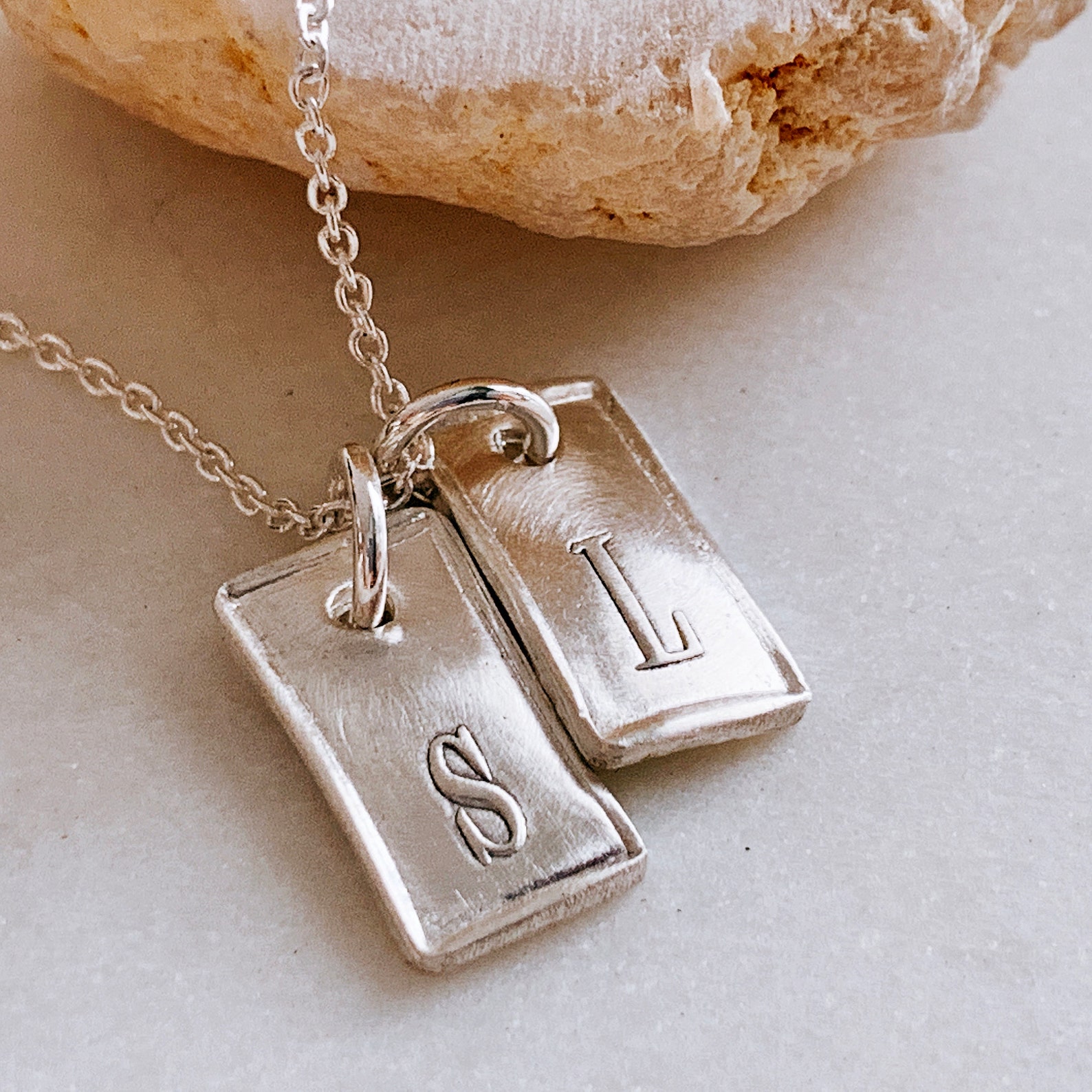 Initial Charm Necklace - Hand Crafted in Fine Sterling Silver - Tiny ...