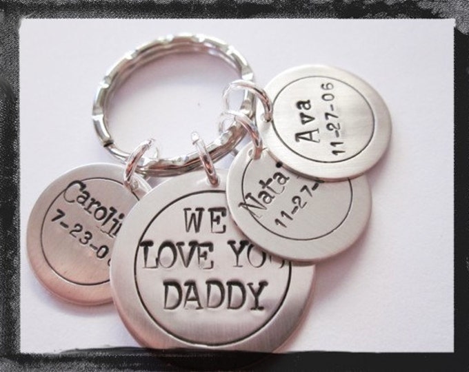 Hand Stamped Key Ring Sterling Silver Personalized Keyring in Sterling ...