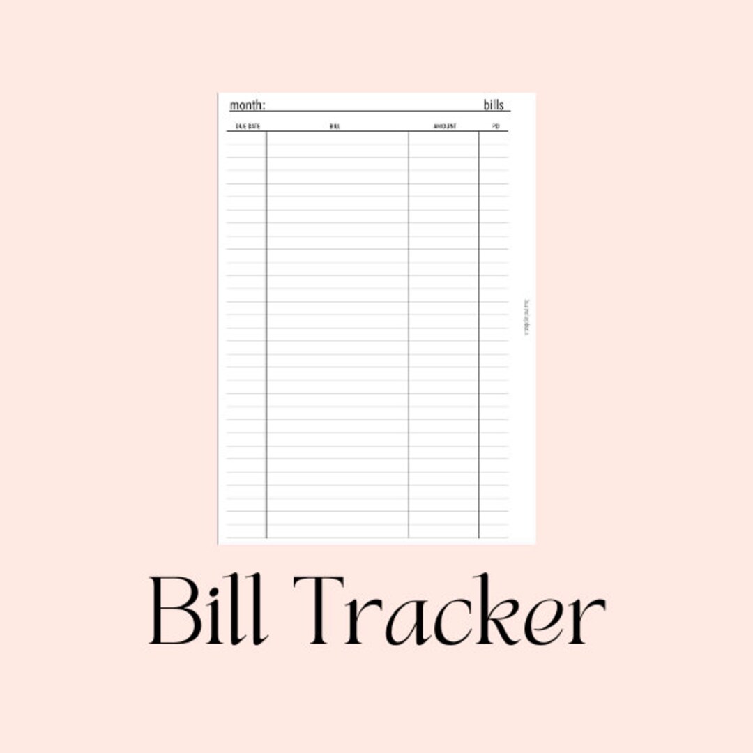 A5-bill Tracker - Etsy
