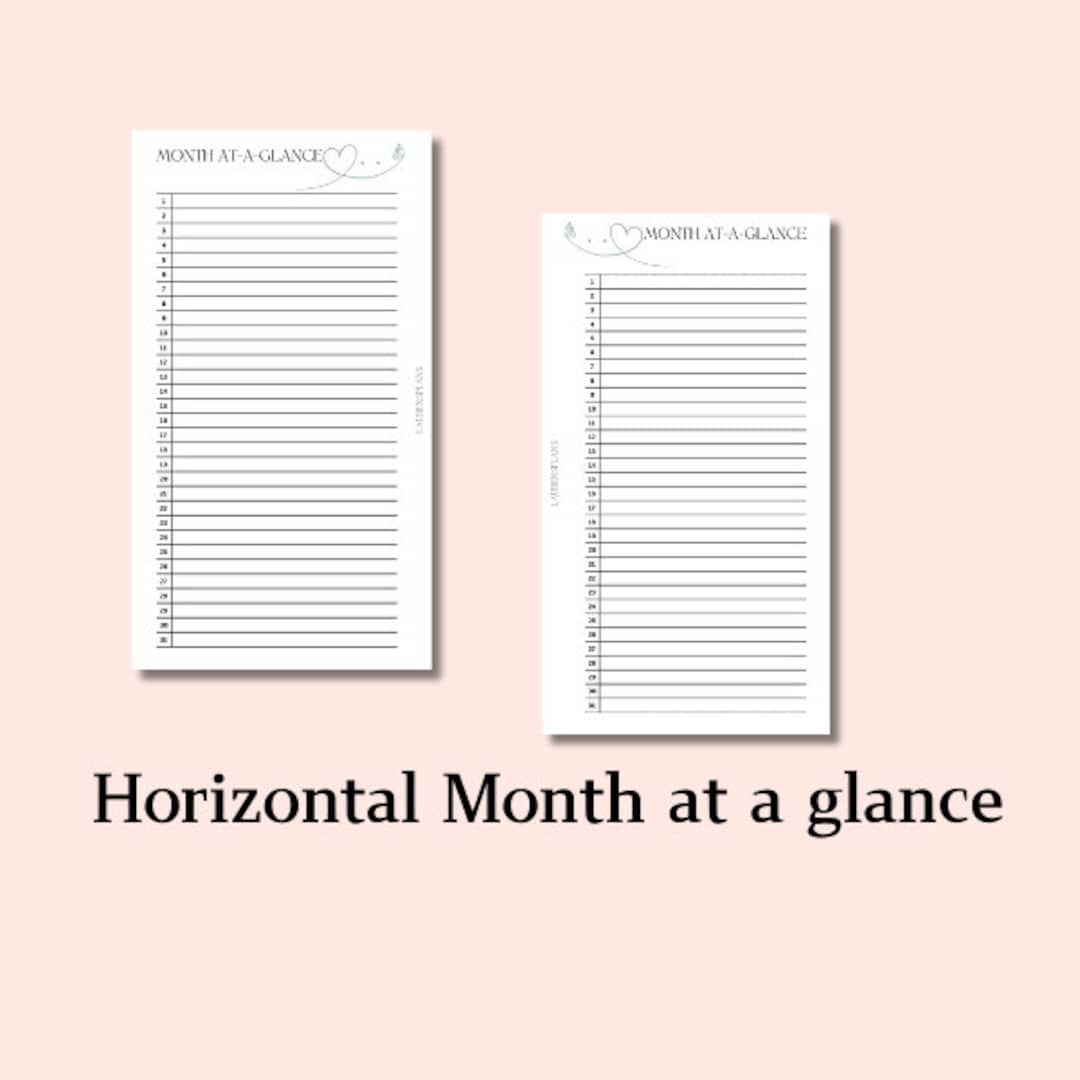 Pocket Horizontal Month at a Glance - Etsy