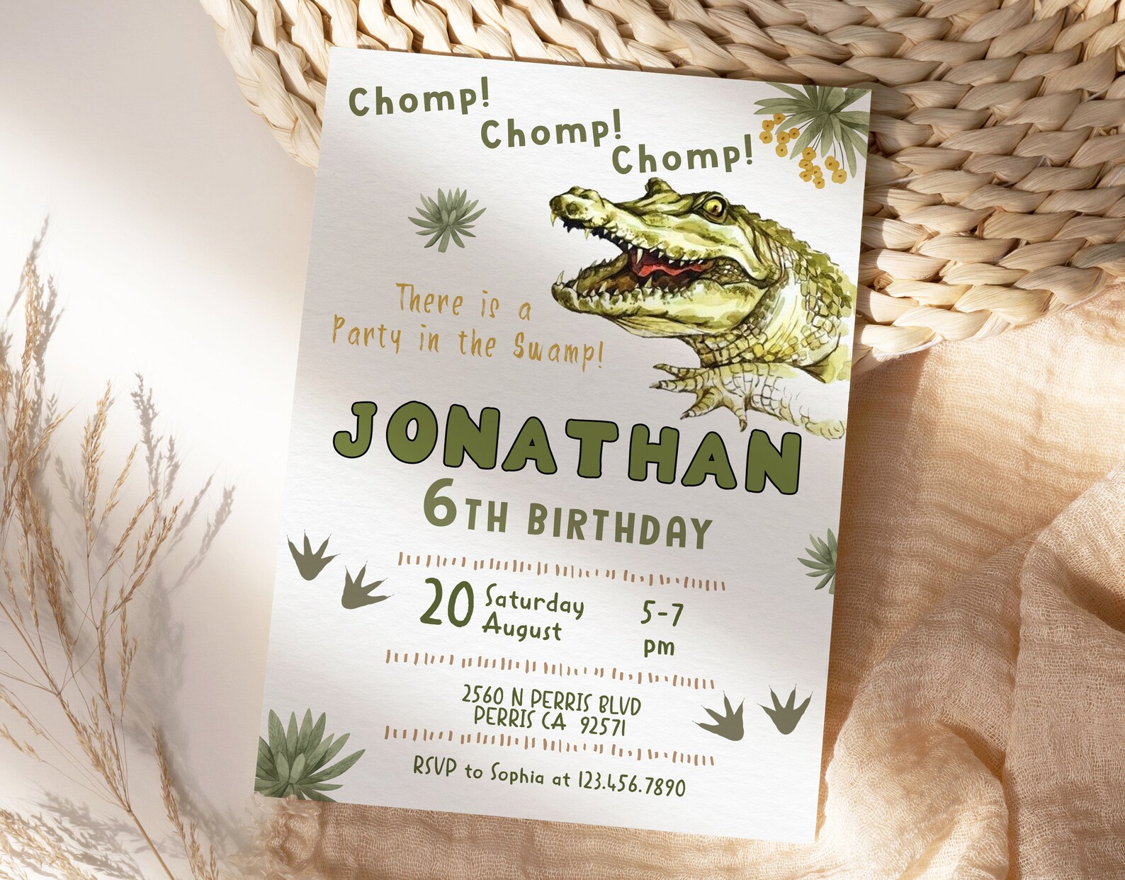 Editable Crocodile Birthday Invitation Template, Printable Birthday ...