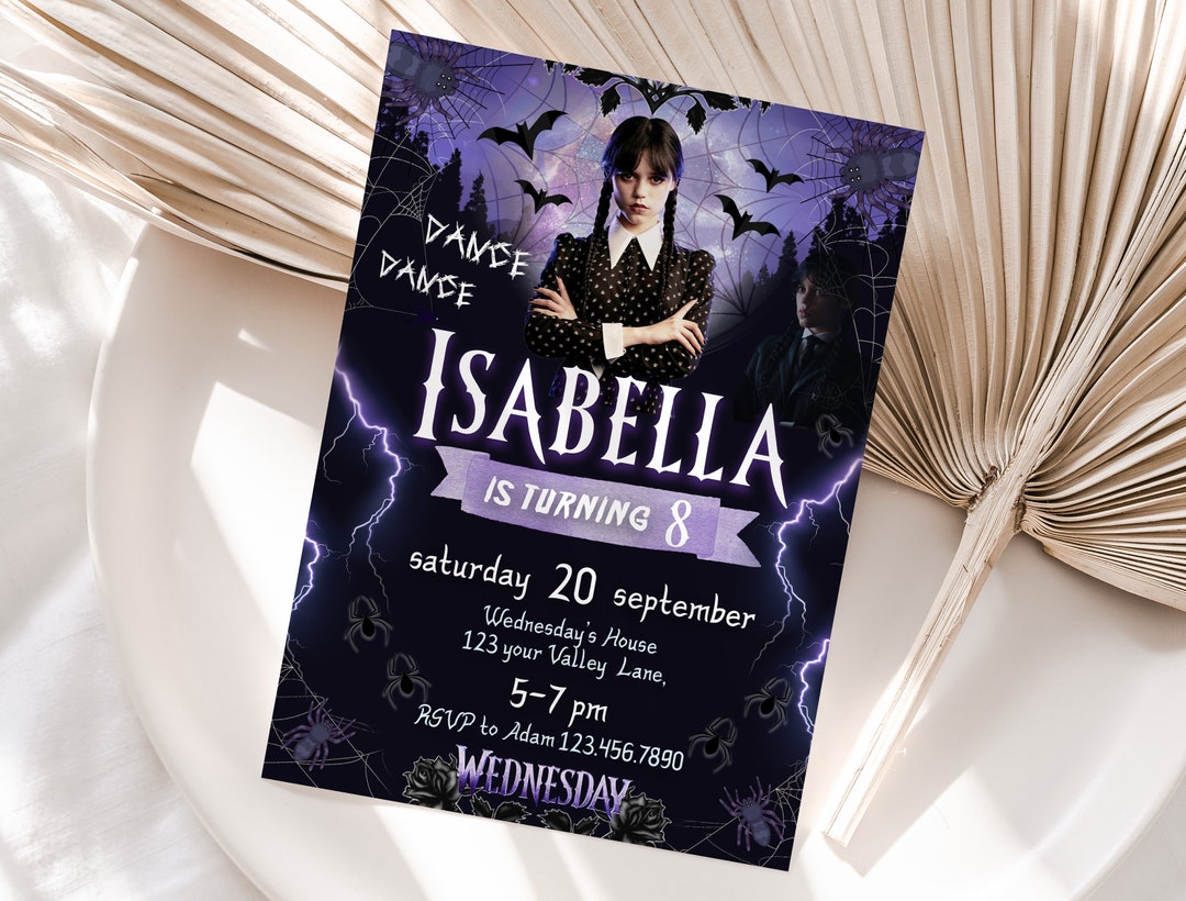 Editable Wednesday Birthday Invitation Template, Printable Wednesday ...