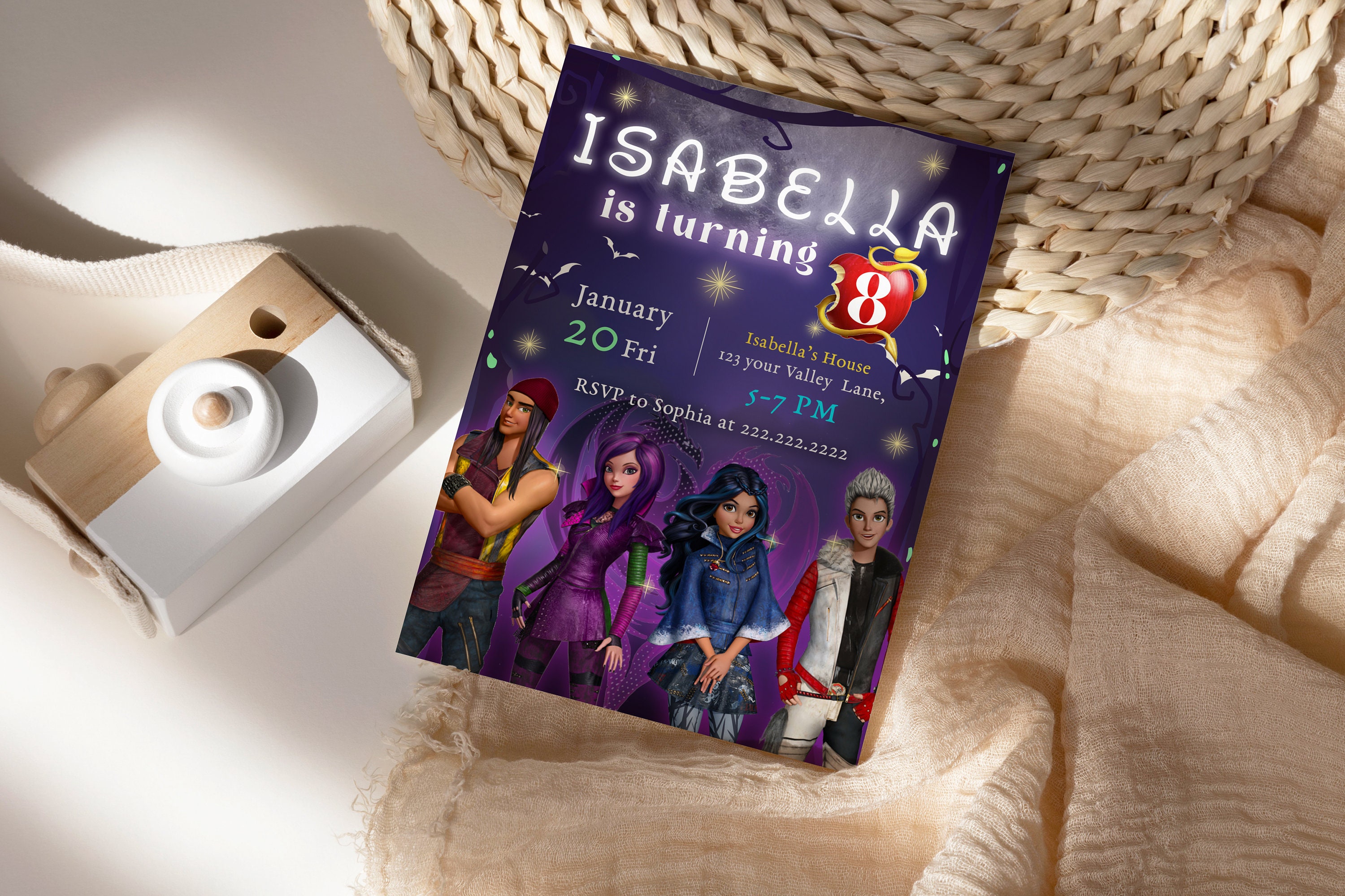 Editable Descendants Birthday Invitation Template, Printable Birthday ...