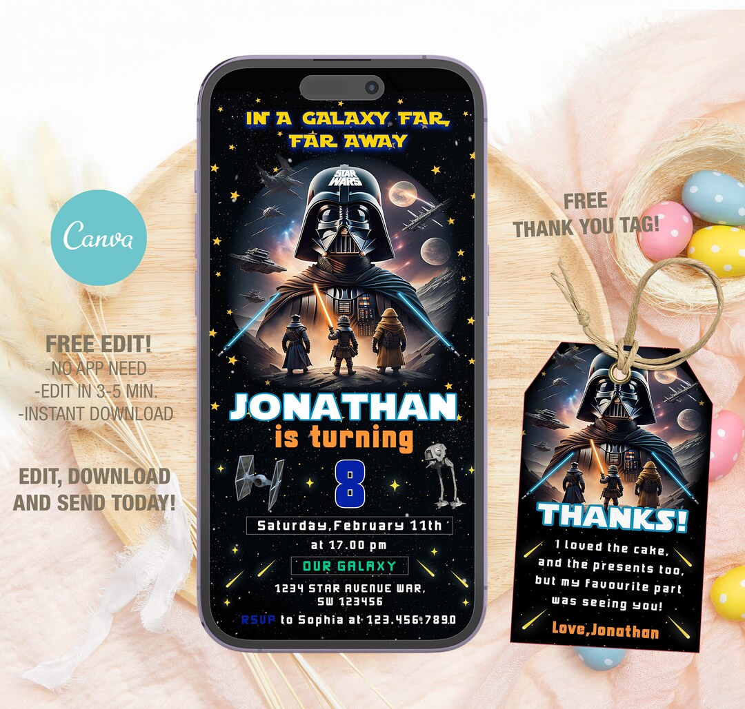 Editable Mobile Birthday Invitation Template, Birthday Party ...