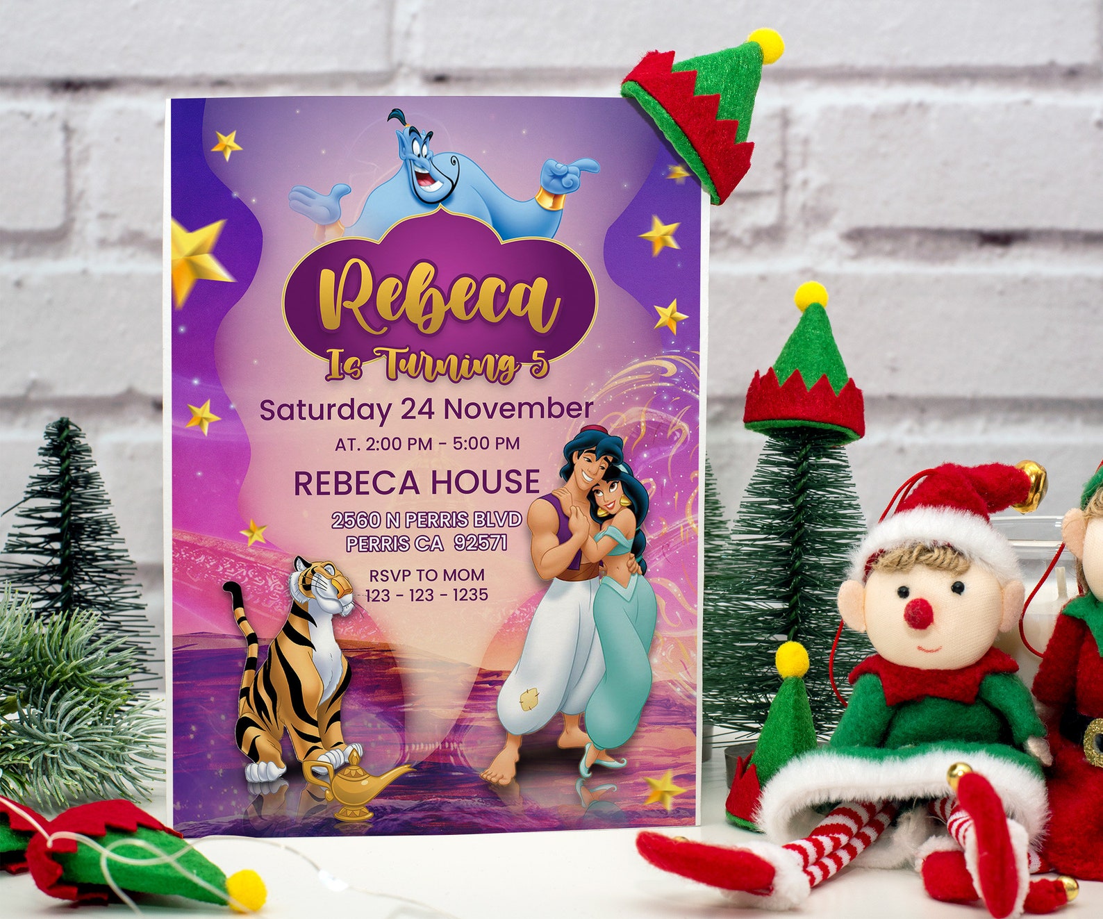 Editable Aladdin Birthday Invitation Template, Kids Printable Party ...