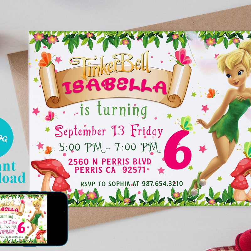 Tinkerbell Invitation - Etsy