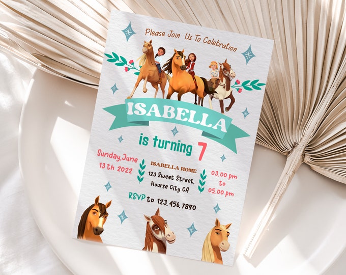 Spirit Riding Free Printable Birthday Party Invitation - Horse Party ...