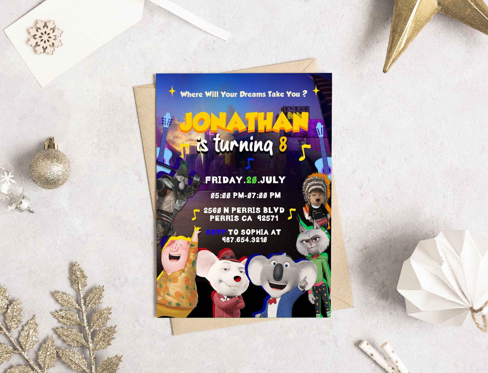 Sing 2 Birthday Invitation Template, Printable Bday Party Invite ...