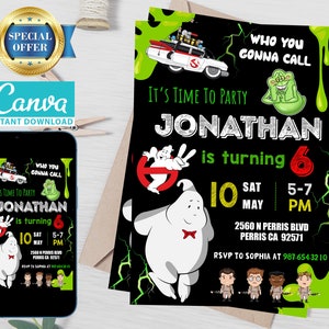 Editable Ghostbusters Birthday Invitation Template, Printable Birthday ...