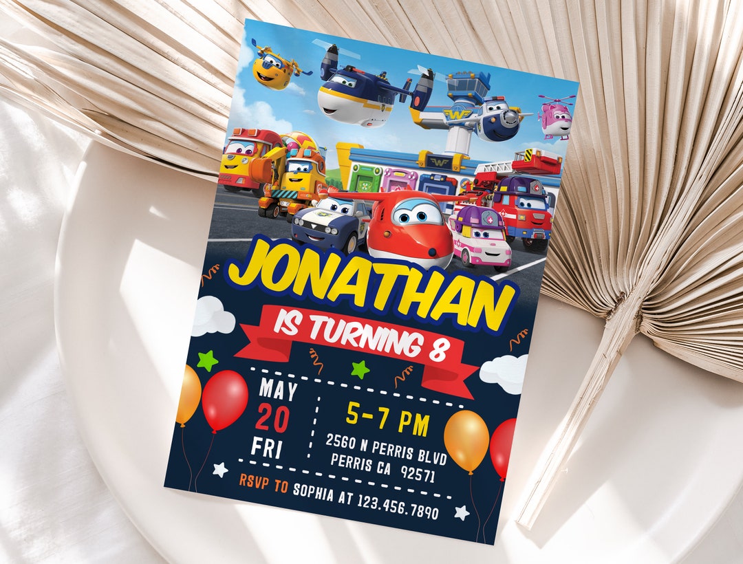 Editable Super Wings Birthday Invitation Template, Printable Birthday ...