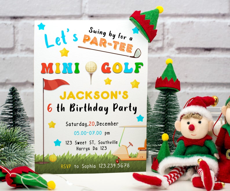Editable Mini Golf Birthday Invitation Template, Printable Birthday ...