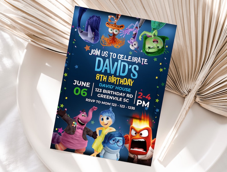 Editable Inside Out 2 Birthday Invitation Template, Printable Birthday ...