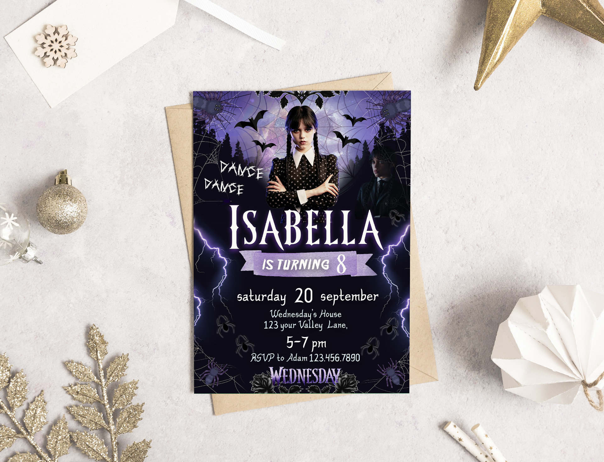 Editable Wednesday Birthday Invitation Template, Printable Wednesday ...