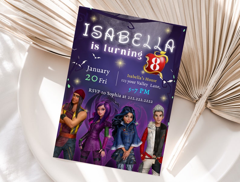 Editable Descendants Birthday Invitation Template, Printable Birthday ...