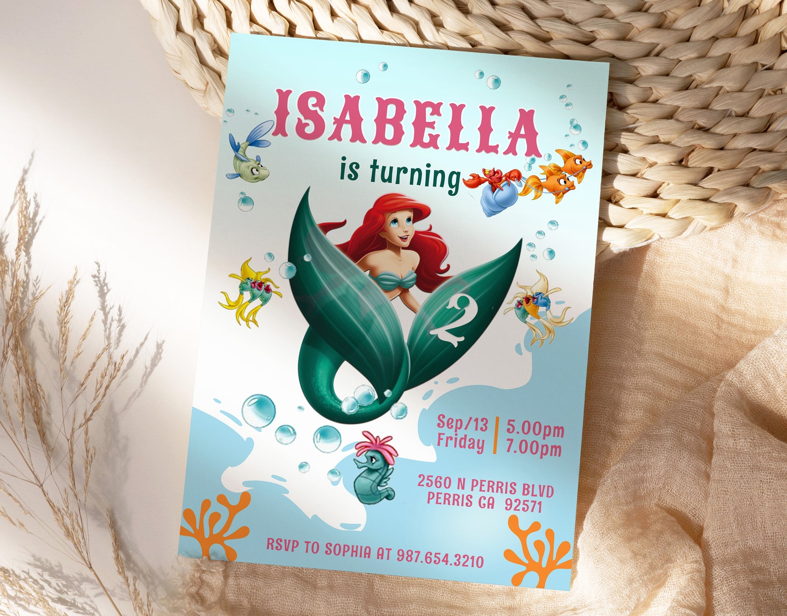 Ariel Birthday Invitation Template, Little Mermaid Party (digital) - Etsy