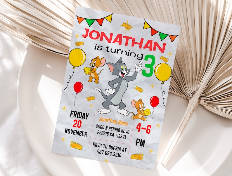 Tom and Jerry Birthday Invitation, Kids Party Invite (digital) - Etsy