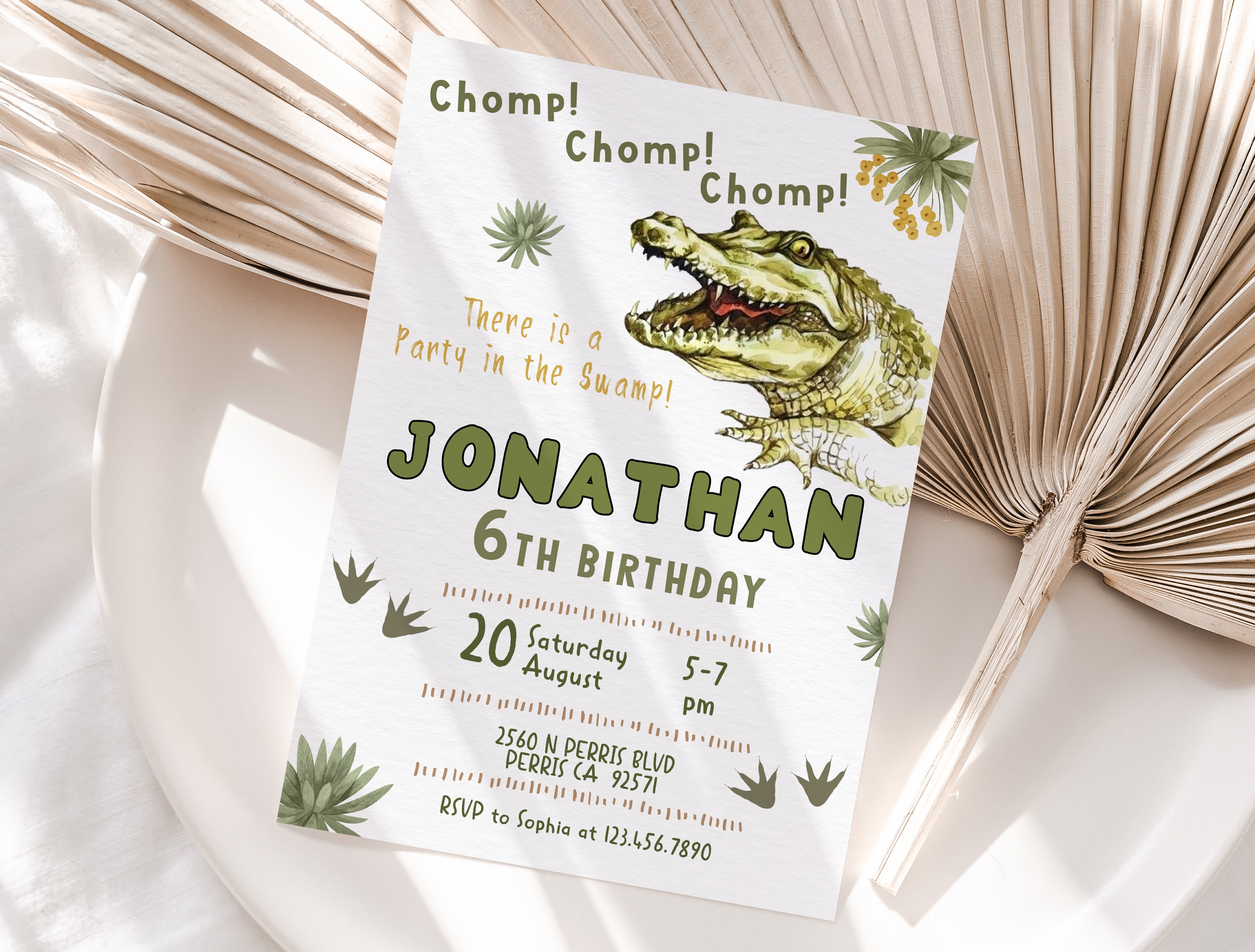 Editable Crocodile Birthday Invitation Template, Printable Birthday ...