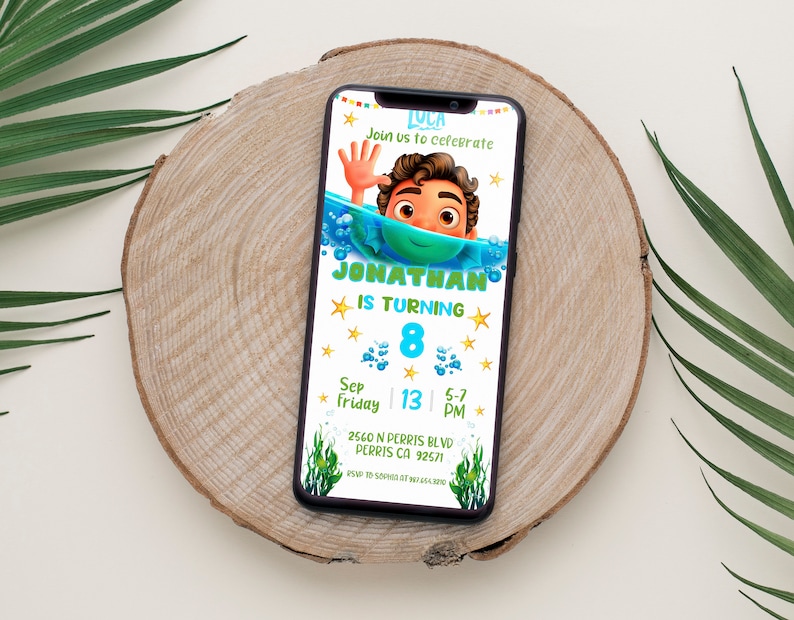 Editable Luca Birthday Invitation Template, Kids Party Invite (digital ...