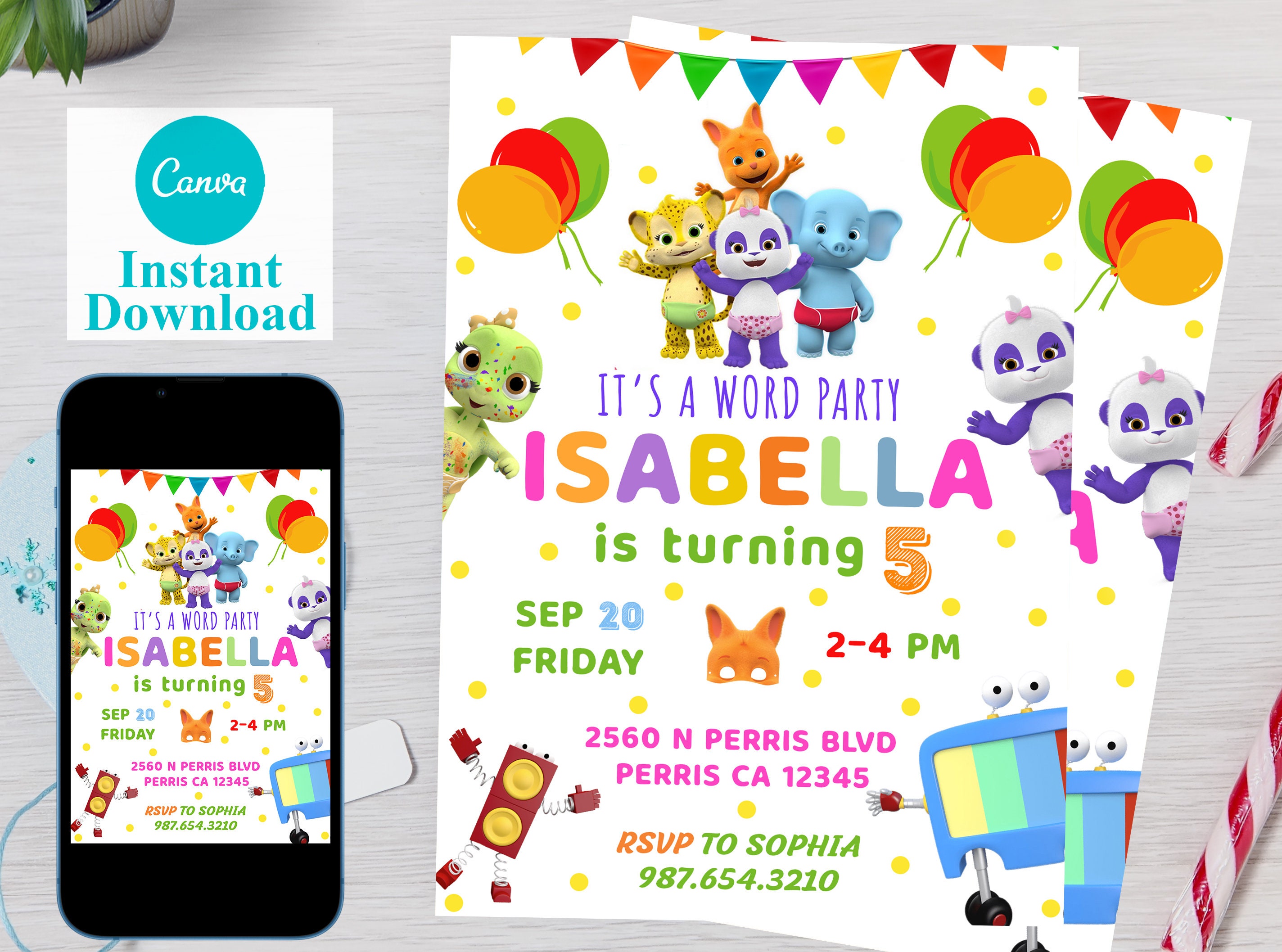 Editable Word Party Birthday Invitation Template, Printable Birthday ...