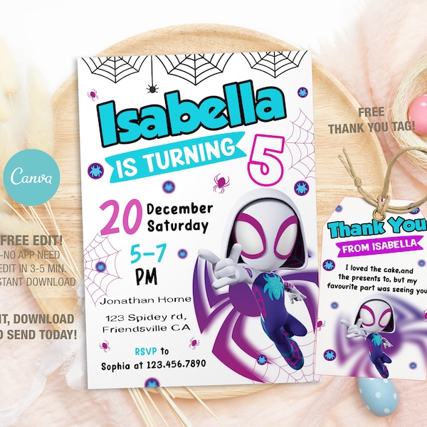 Ghost Spider Printable Invitation - Etsy