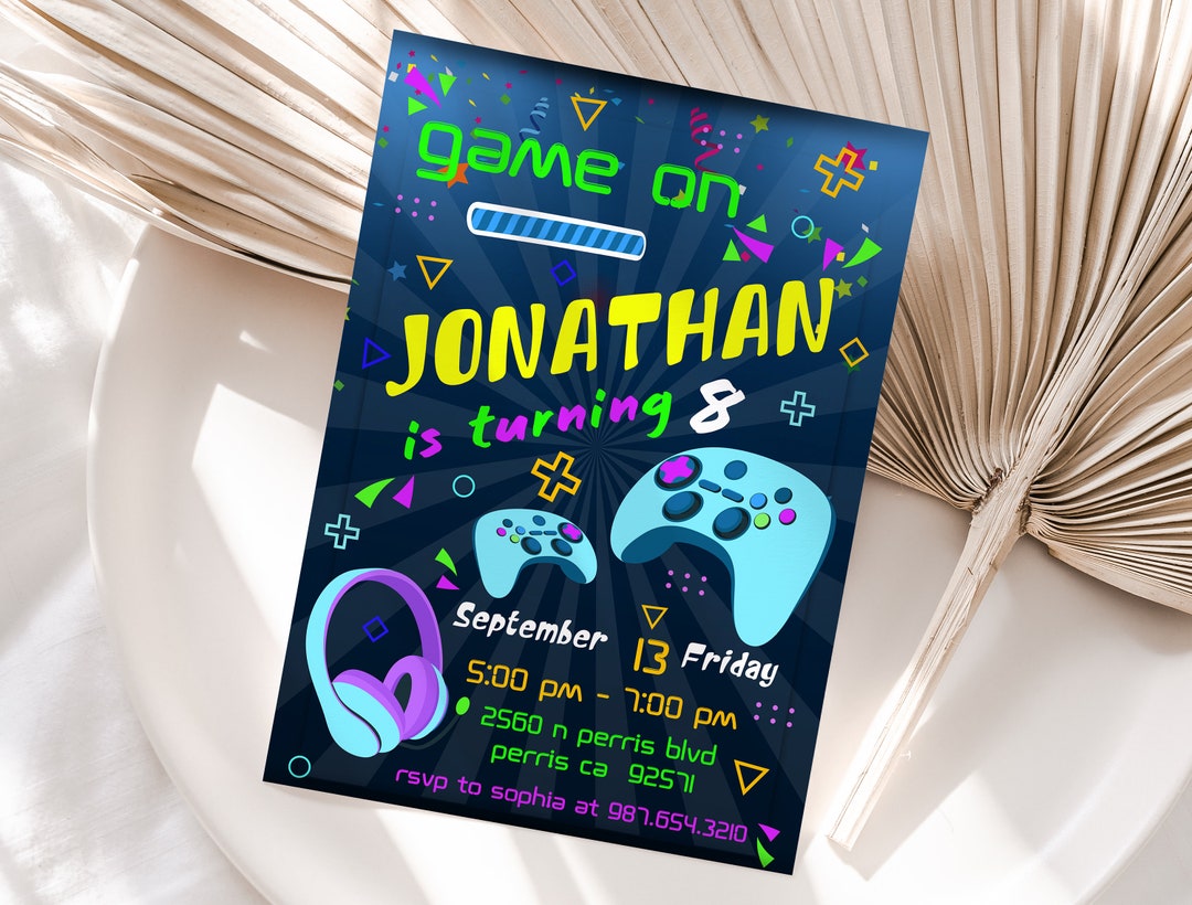 Game Controller Birthday Invitation, Printable Gamer Birthday Party ...