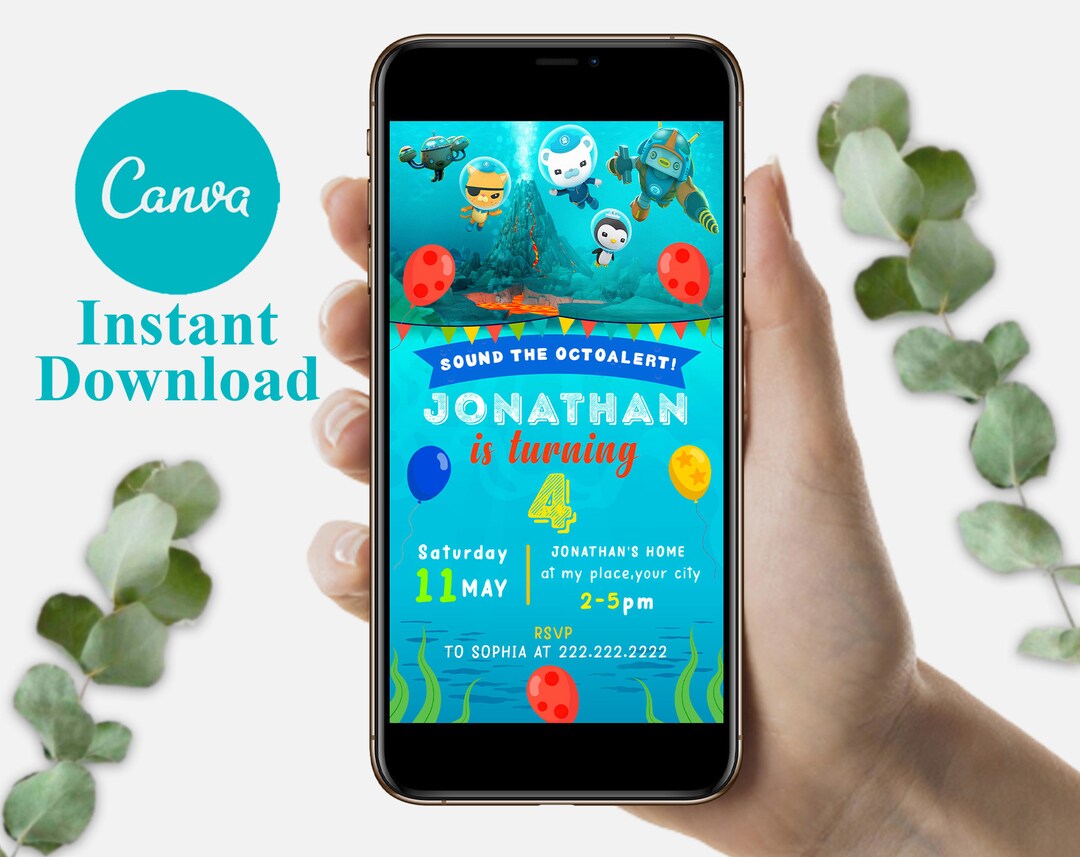 Editable Mobile Octonauts Birthday Invitation Template, Birthday Party ...