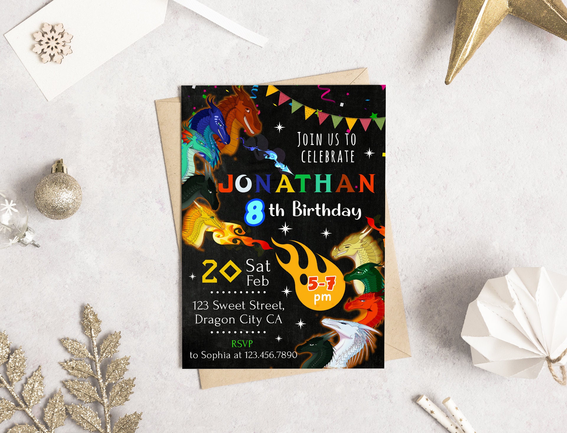 Wings of Fire Birthday Invitation Template, Kids Party (digital) - Etsy