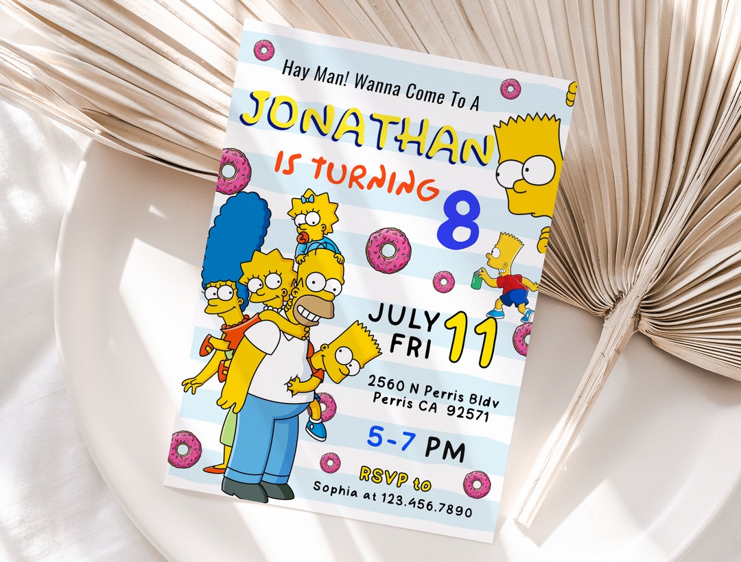 Editable Simpsons Birthday Invitation Template, Printable Birthday ...
