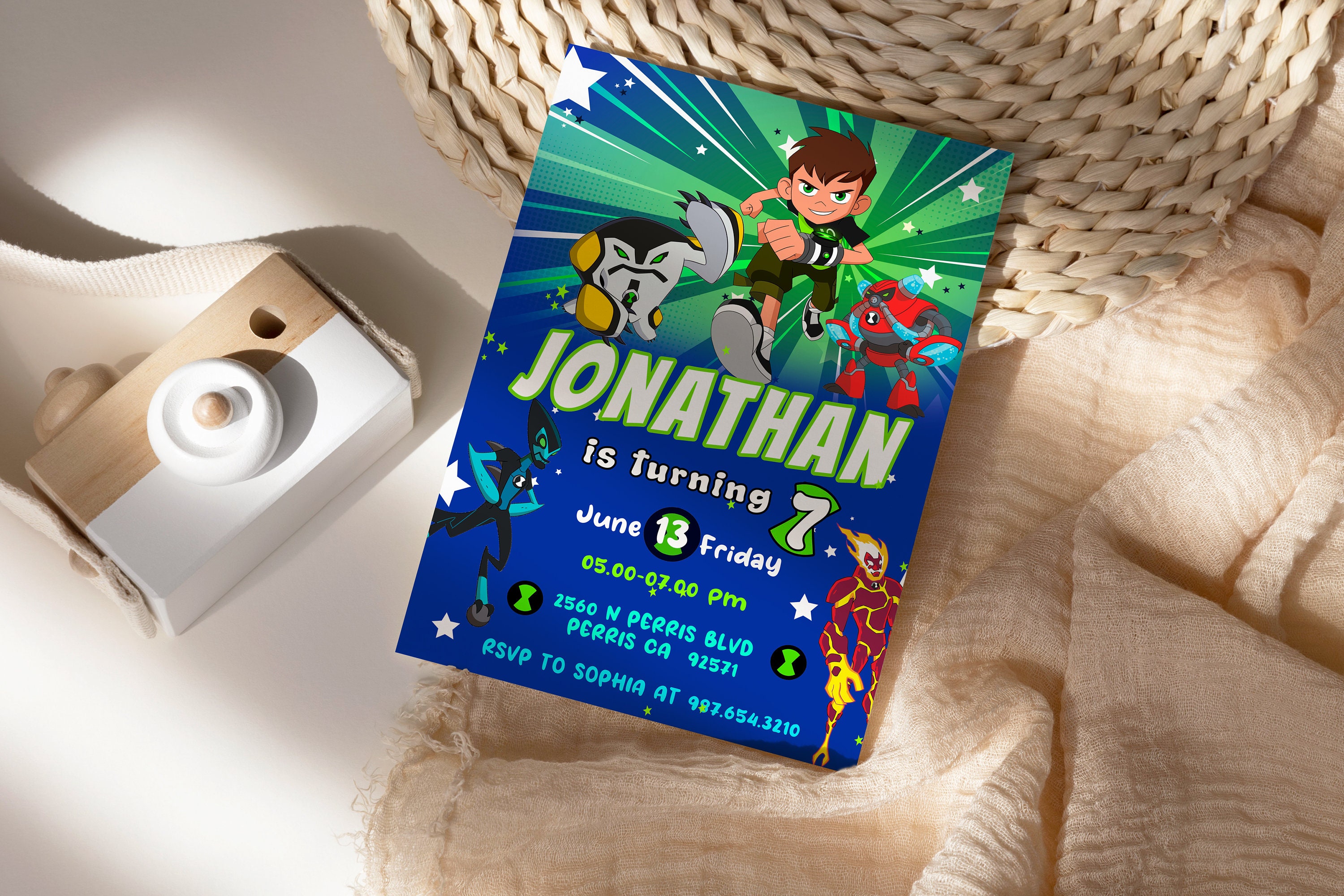Editable Ben 10 Birthday Invitation Template, Printable Ben10 Birthday ...