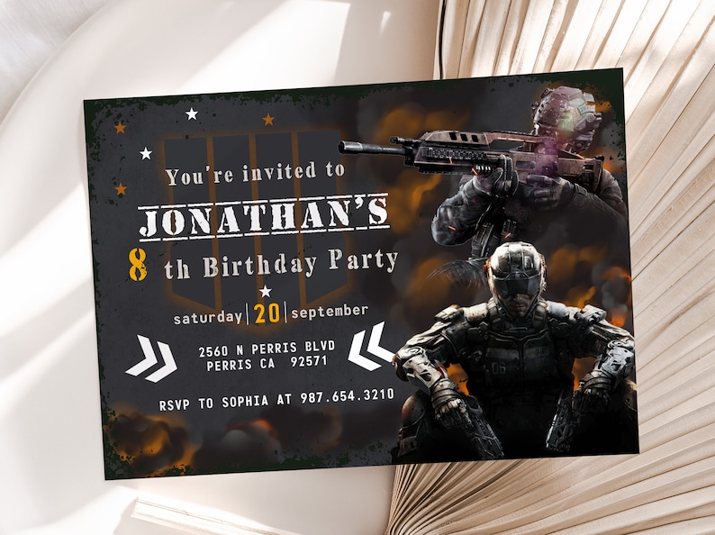 Editable Call of Duty Birthday Invitation Template, Printable Birthday ...